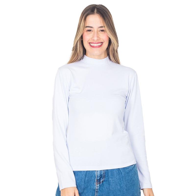 Blusa Feminina Cacharrel Gola Alta Manga Longa Básica - Zafina - Blusas Femininas - Magazine Luiza
