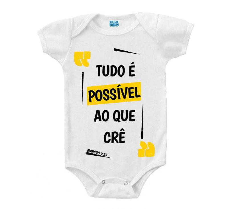 Body Branco Gospel Tudo É Possível Ao Que Crê Marcos 9 23 - LOJA BOBKIN ...
