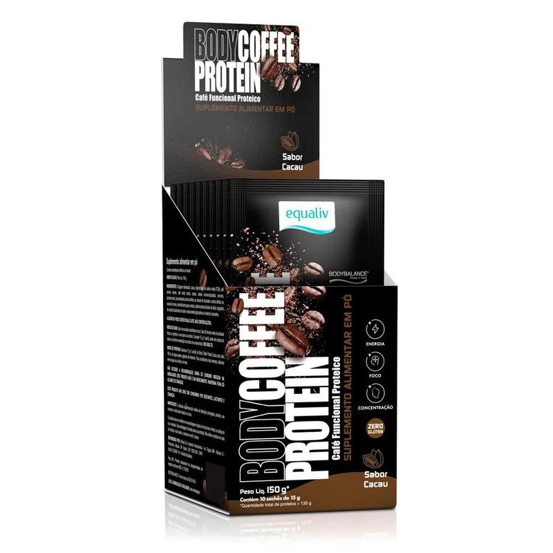 Body Coffe Protein - sabor Cacau - 10 sachês de 15g cada - Equaliv ...