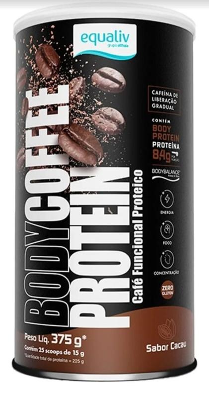 Body Coffee Protein Café Proteico Funcional 375g Sabor Cacau EQUALIV ...