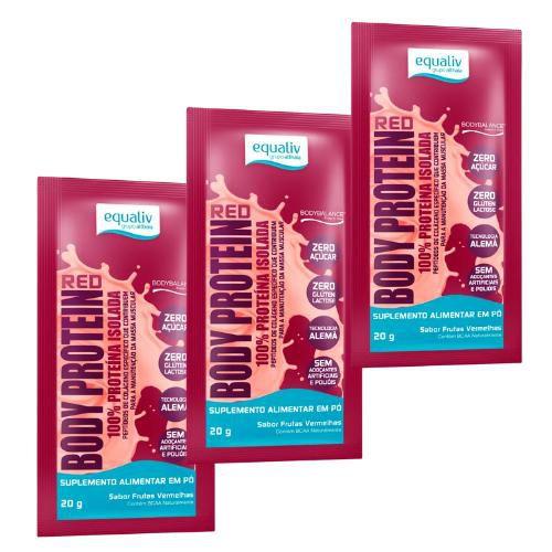 Body frutas vermelhas protein sachê - equaliv kit com 3 un - Whey ...
