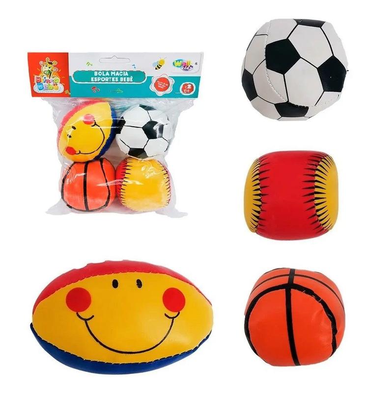 Bola para bebê macia esportes 4 peças - Wellmix - Bola Infantil ...