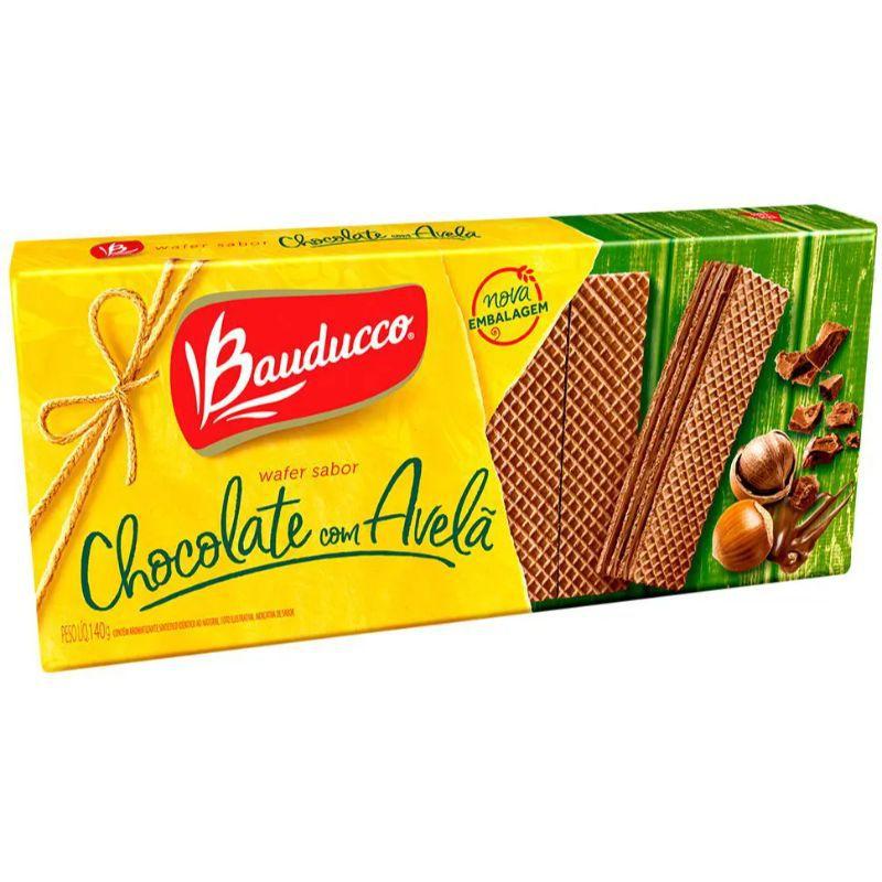 Bolacha waffer sabor chocolate com avelã 140g bauducco - Biscoito ...