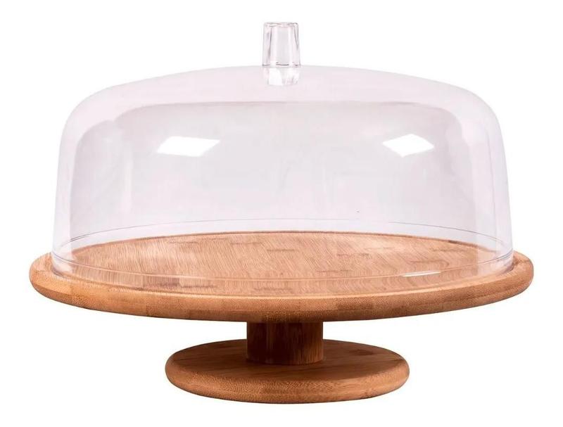 Boleira Bambu Com Cúpula Acrílica E Pé Bolo Torta D33 Yoi - Boleira ...