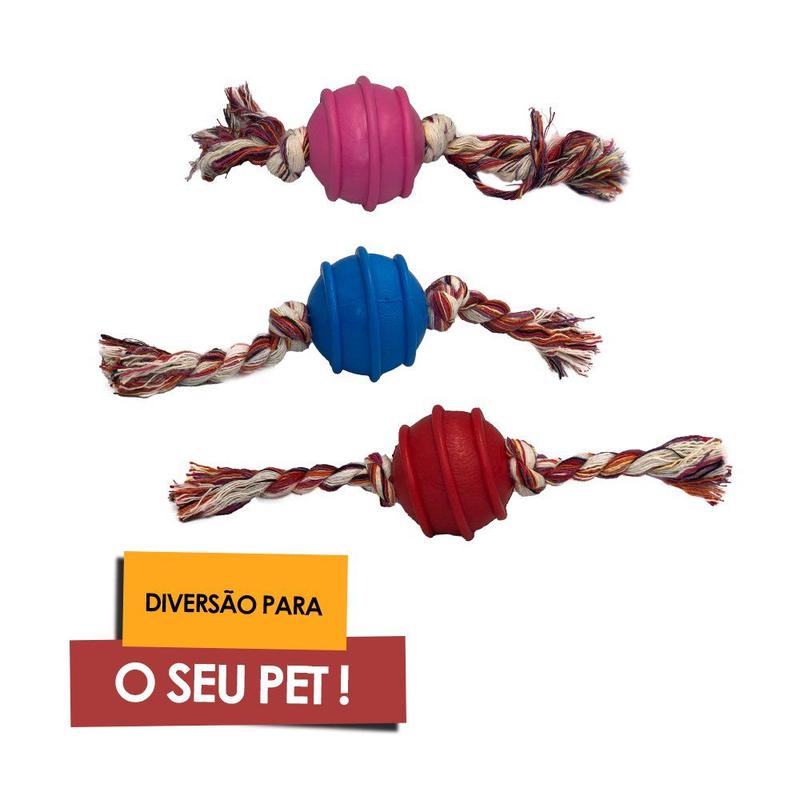 Bolinha Para Cachorro Bola Mordedora com Corda de 2 Nós para Cães 50mm ...