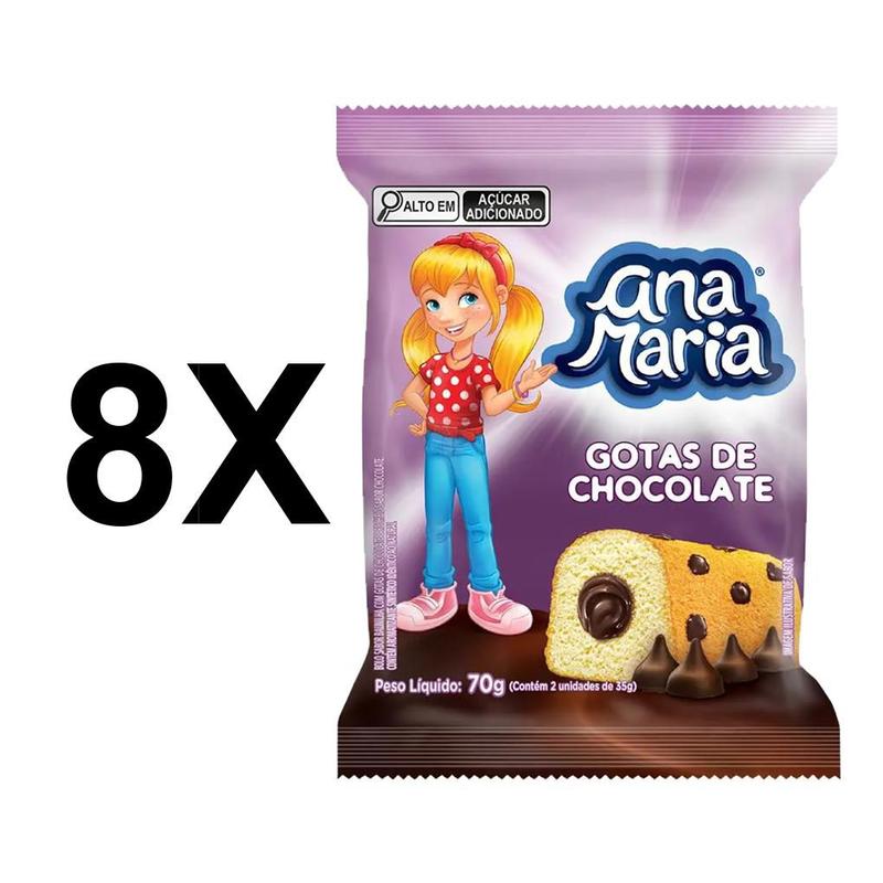 Bolinho Ana Maria Sabor Gotas de Chocolate Kit 8x Pct de 70g - Bolo ...