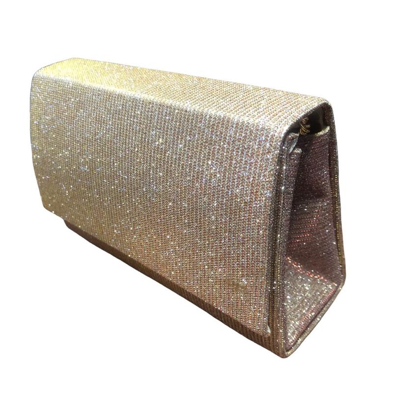 Bolsa Casamento Brilhosa Brilho Alça Dourada Festa - Clutch Fest ...