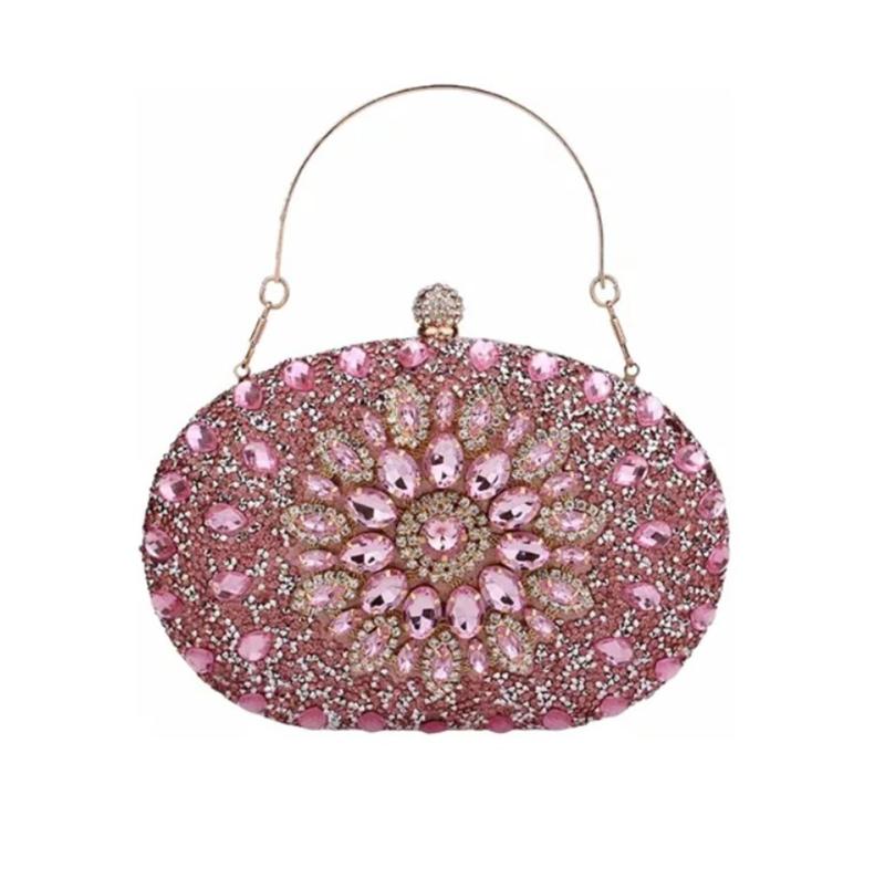 Bolsa Clutch Redonda Festa Rosa Pedraria Casamentos Madrinas ...