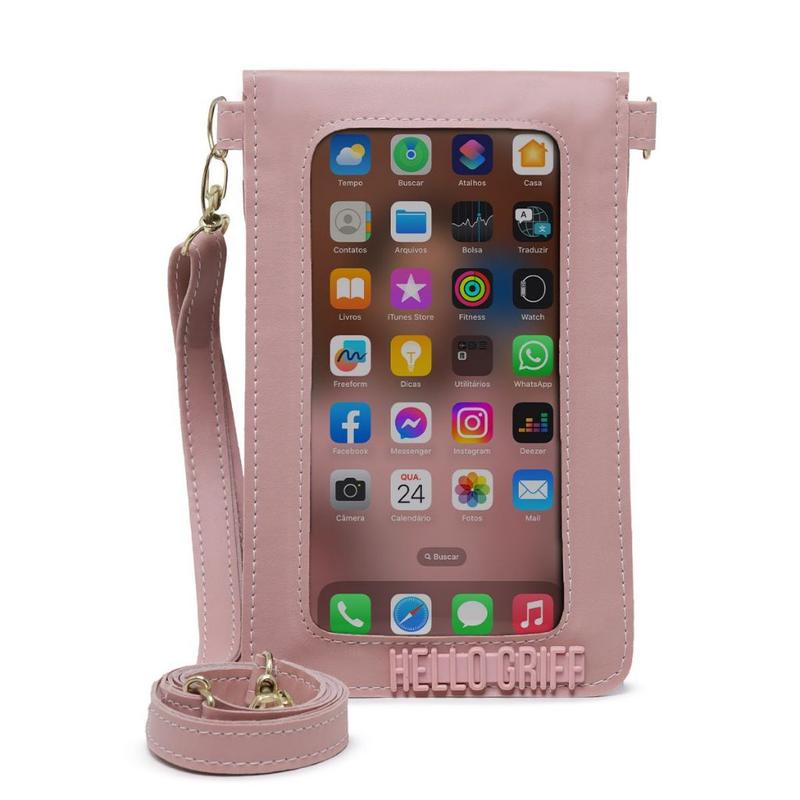 Bolsa De Celular Feminina De Couro Flexível Com Alça De Ombro ...