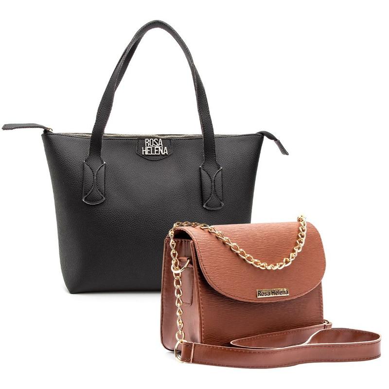 Bolsa Feminina 2 Peças Bolsa d Mão + TiraColo Transversal 02 - Rosa ...
