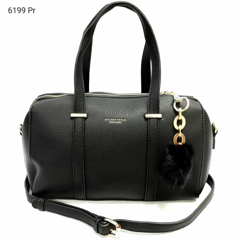 Bolsa Feminina Baú Transversal / Ombro com Chaveiro de Pompom Golden ...