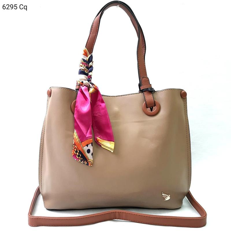 Bolsa Feminina Ombro / Transversal com Lenço e Divisões 6295 - Golden ...