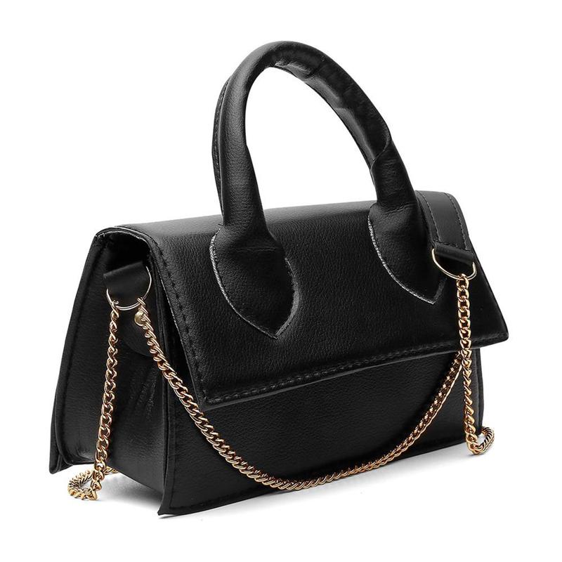 Bolsa Feminina Pequena Preta De Mão Com Alça Transversal Corrente ...