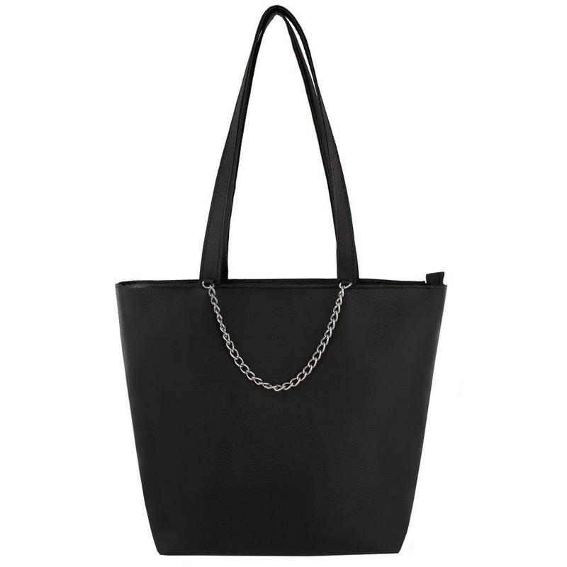 Bolsa Feminina Sacola Preta com Corrente Prateada - Trevo Official ...