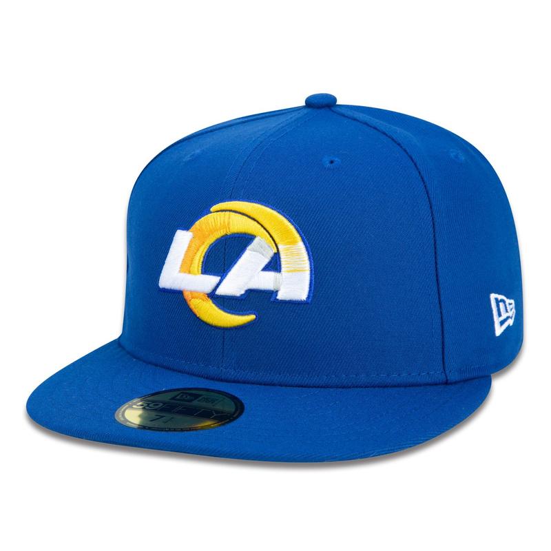 Bone New Era 59FIFTY NFL Los Angeles Rams Core Aba Reta Azul Royal Aba ...