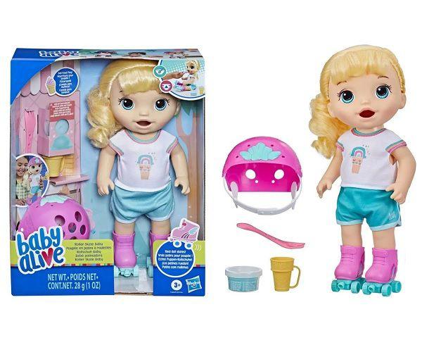 Boneca Articulada 34Cm Baby Alive Bebê Patinadora Loira Com Comidinha e ...
