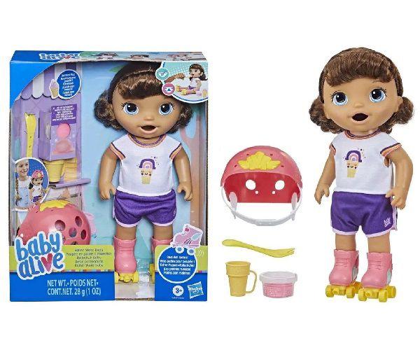 Boneca Articulada 34Cm Baby Alive Bebê Patinadora Morena Com Comidinha ...