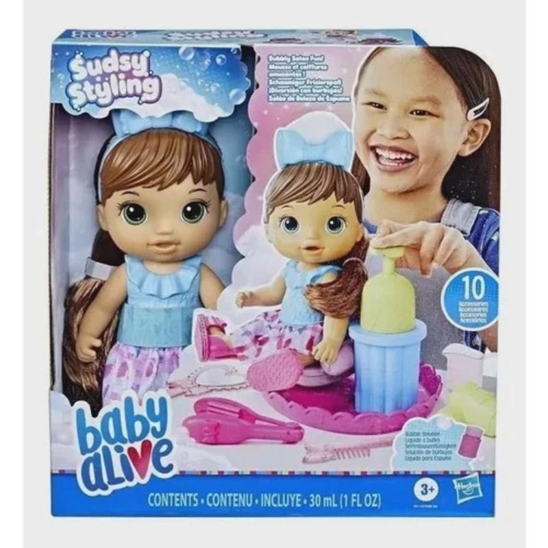 Boneca Baby Alive Sudsy Styling Morena - Salão Beleza Espuma Crie ...
