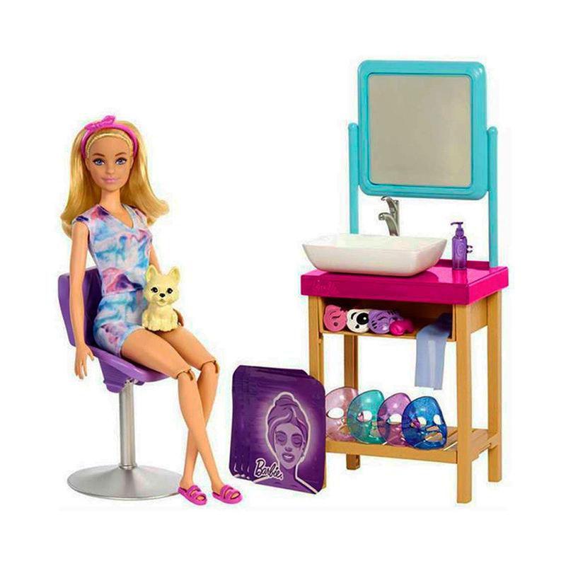 Boneca Barbie com Cenário Self-Care Máscara Brilhante Dia de Spa ...