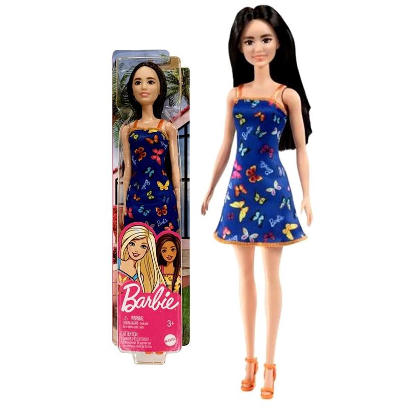 Boneca Barbie Fashion Morena Vestido Borboletas Azul Mattel - Boneca ...