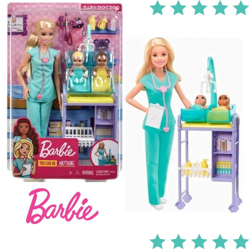 Boneca Barbie Profissões Médica Pediatra Com Bebês Mattel - Boneca ...