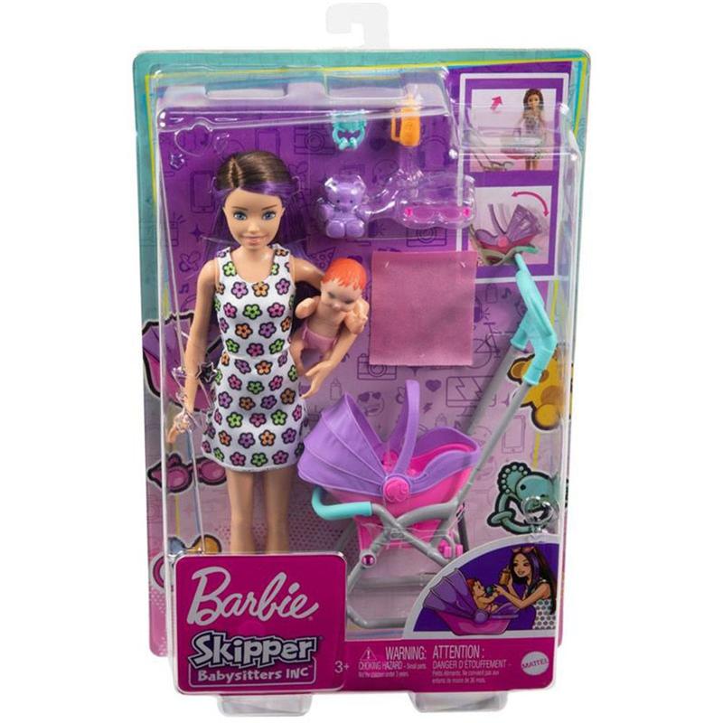 Boneca Barbie - Skipper Babysitters - Carrinho de Bebê - Morena ...