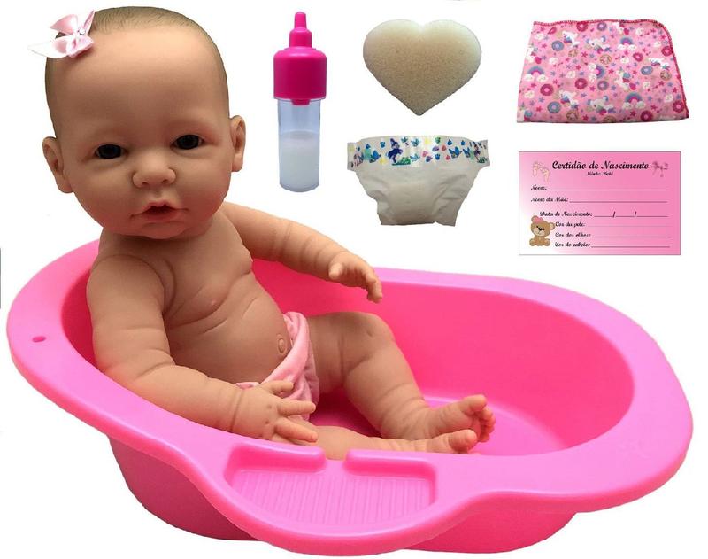 Boneca Bebê Real Menina Recém Nascida Newborn Banho De Carinho ...