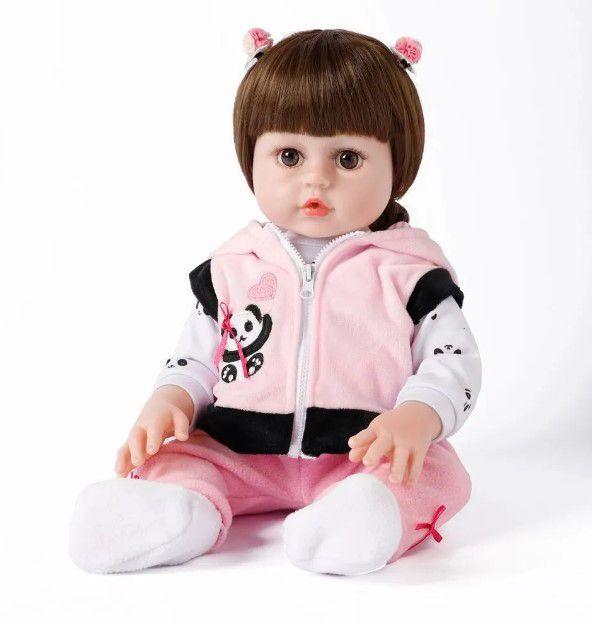 Boneca Bebê Realista Nina 48cm de Silicone com 10 Acessórios (Pode dar ...
