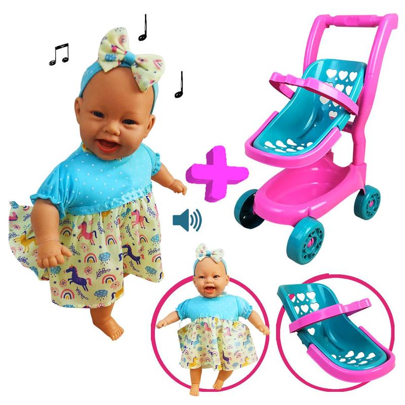Boneca Canta Maria Flor Cantigas + Carrinho Bebe - Urbantoys - Bonecas ...
