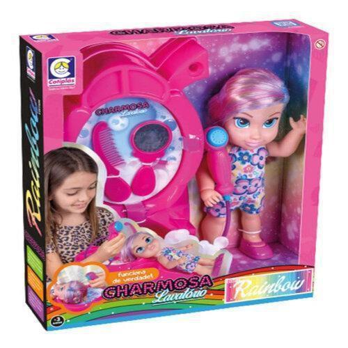 Boneca Charmosa Lavatorio Rainbow - Cotiplas - Bonecas - Magazine Luiza