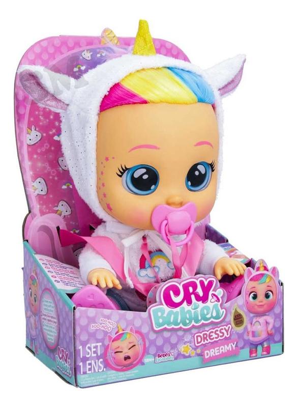 Boneca Cry Babies Dressy Dreamy Unicórnio Chora Lagrima - Multikids ...