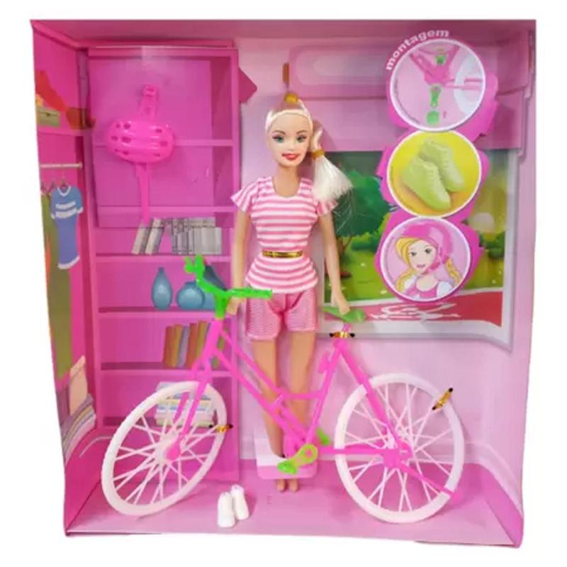 Boneca Joyce Bike Acessórios Brinquedo Estilo Barbie Meninas - Aini ...