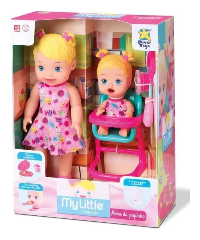 Boneca Mãe E Filha Hora Da Papinha My Little Colection Loira - Diver ...