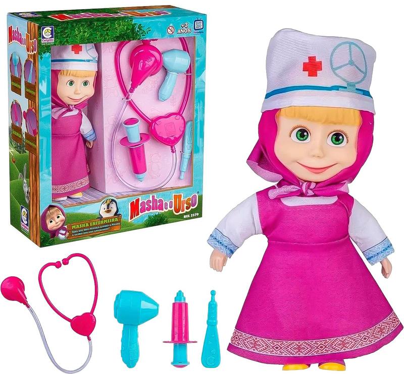 Boneca Masha Enfermeira Com Acessórios Masha E O Urso - Cotiplás ...
