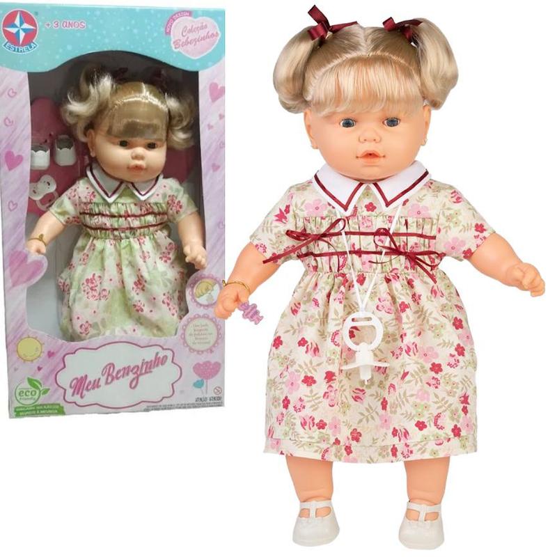 Boneca Meu Benzinho Cheirinho de bebê Vestido Flores Estrela - Bonecas ...