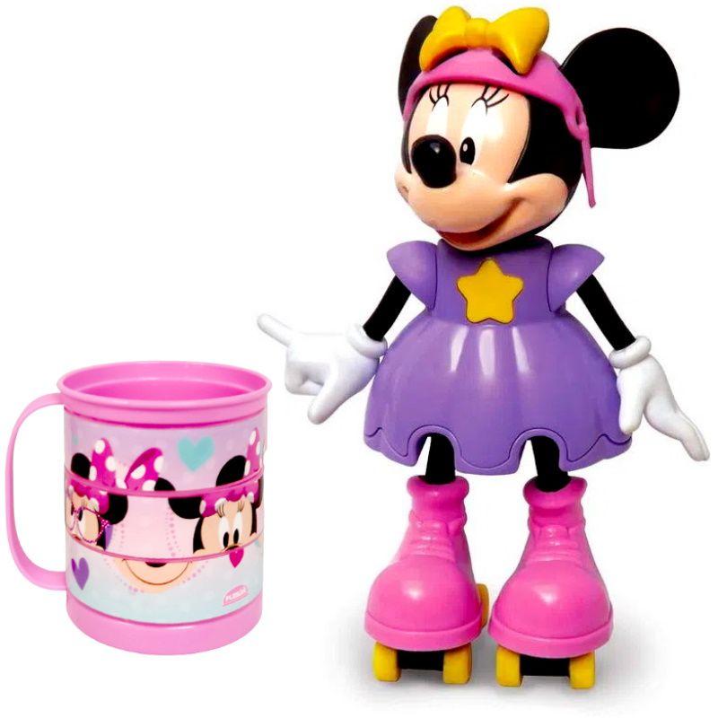 Boneca Minnie Patinadora que fala Elka + Caneca Giratória Divertida ...
