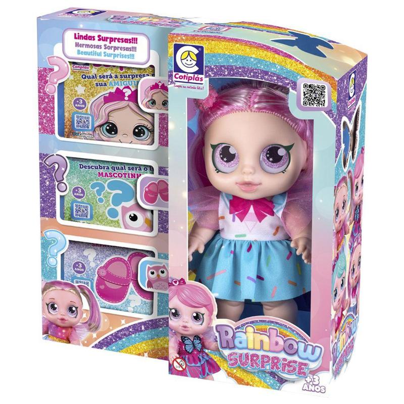 Boneca Rainbow Surprise Rosa Lançamento - Cotiplás - Bonecas - Magazine ...