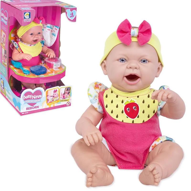 Boneca Reborn Baby Ninos Hora do Lanche Cotiplás 2406 3+ - Boneca ...