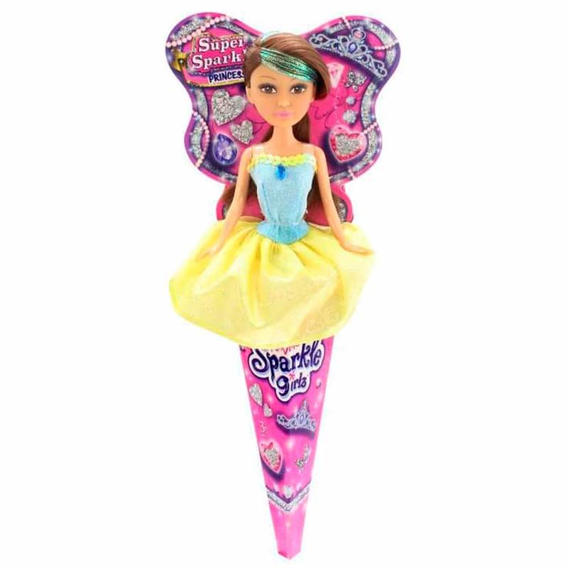 Boneca - Sparkle Girlz - Princesa no Cone - Vestido Azul-Amarelo - DTC - Bonecas - Magazine Luiza