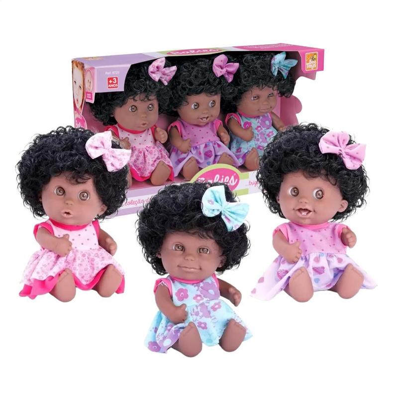 Bonecas babies expressoes trigemeas 3 bonecas black - Bee Toys ...