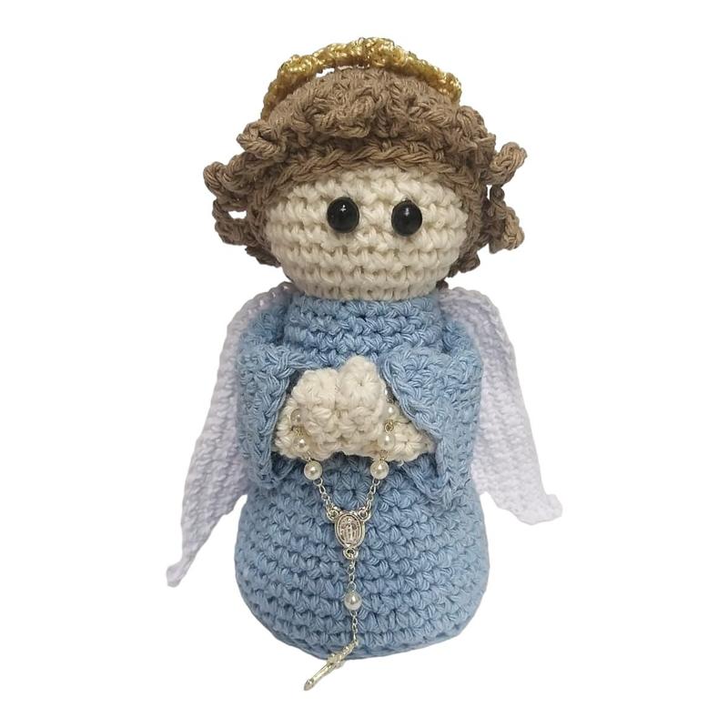 Boneco Anjo da Guarda Azul Crochê 16x8,5cm - Decoração de Festa ...