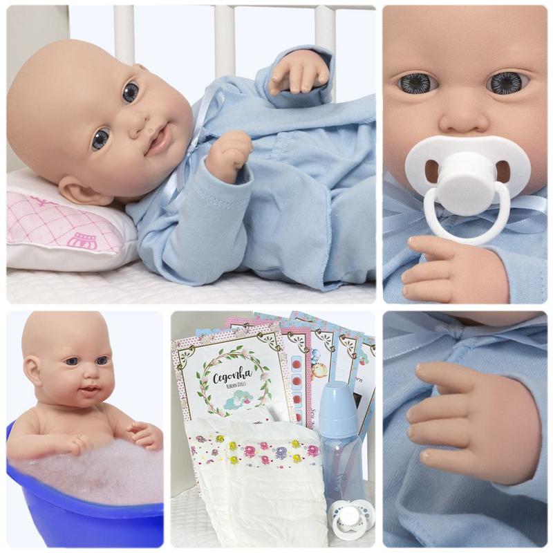 Boneco Bebe Reborn Realista Menino Careca Com Kit 10 Itens - Cegonha ...