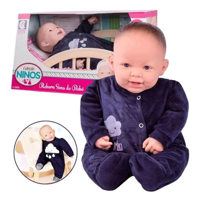 Boneco Bebê Reborn Sons de Bebê 50cm Coleção Ninos - Cotilplás - Boneca ...