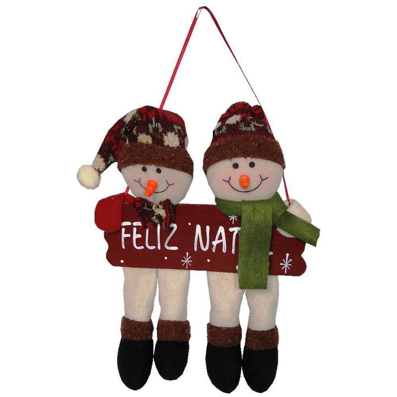 Bonecos de Neve Pelúcia de Luxo com Placa Feliz Natal 25cm de Altura ...