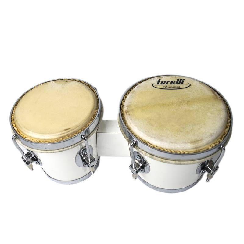 Bongo De Madeira 6x7 Com Pele Animal Torelli Tb010 Branco - Bongô ...