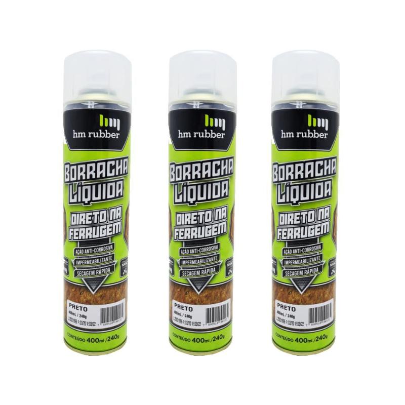 Borracha Líquida Aerosol Preta - 400ml (kit Com 3 Unid) - HM Rubber - Cera Líquida - Magazine Luiza