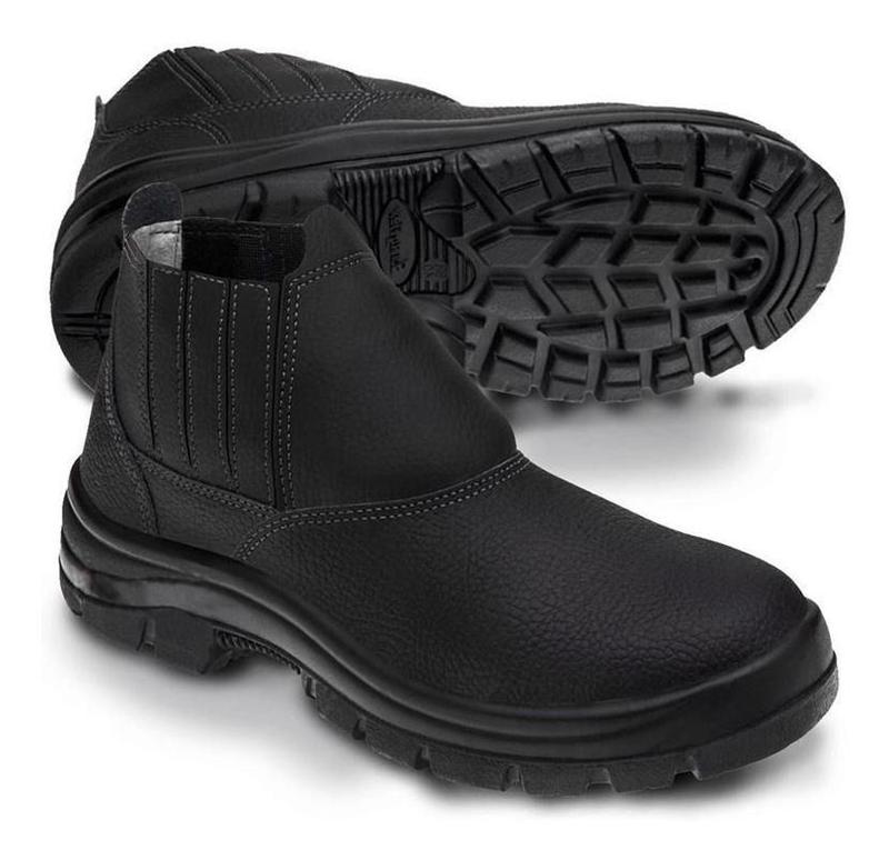 Bota Botina de Segurança Bico pvc Proteção Trabalho EPI Couro Coturno ...