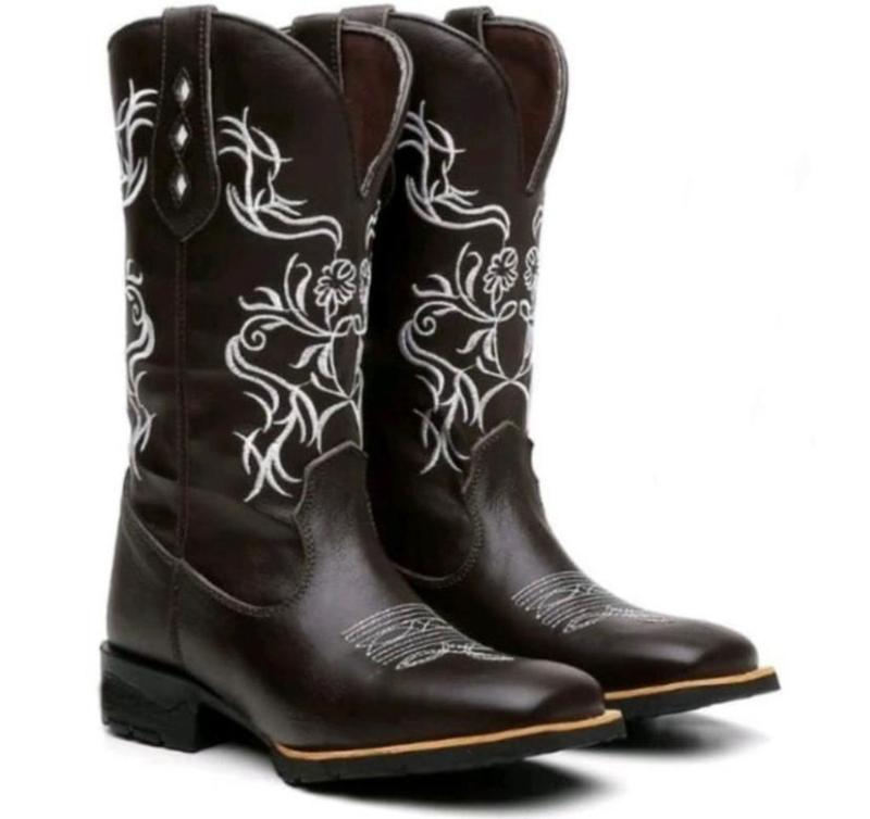 Bota Botina Texana Country Masculina Flor Branca - Texas Boots - Bota ...