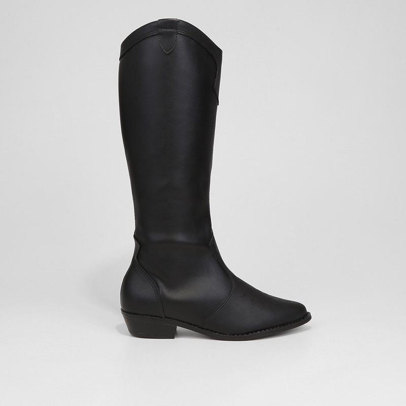 Bota Cano Longo Moleca Bico Fino Bordada Feminina - Bota Feminina ...