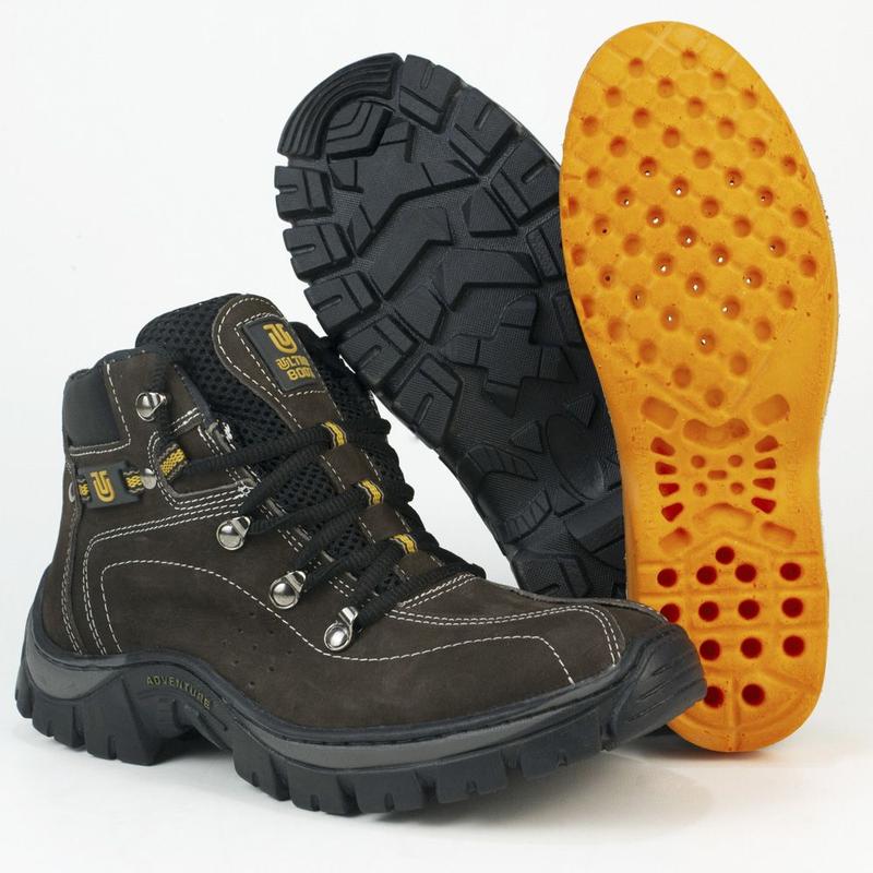 Bota Coturno Adventure Couro Trail Cano Médio Nobuck Verde - UltraBoot ...